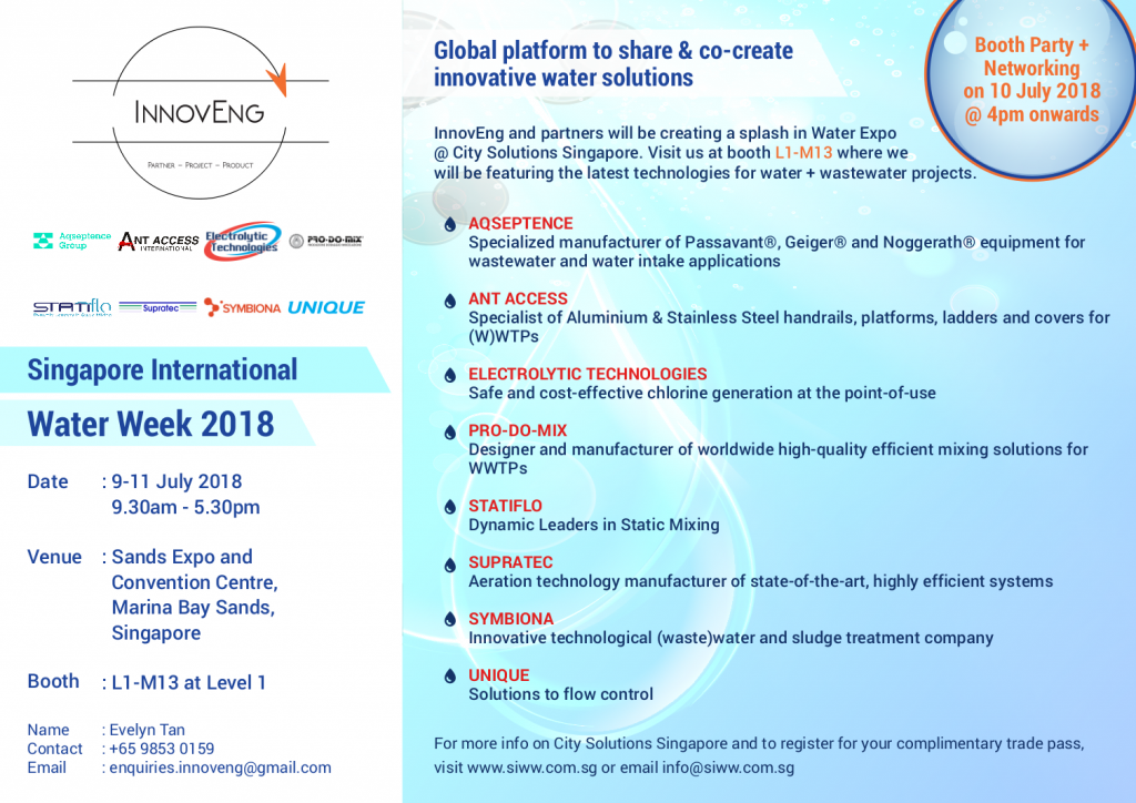 SIWW: InnovEng to appear at Singapore International Water Week